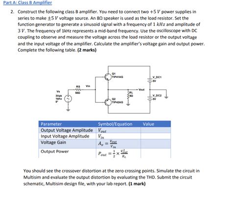 Solved Part A Class B Amplifier Construct The Following Chegg