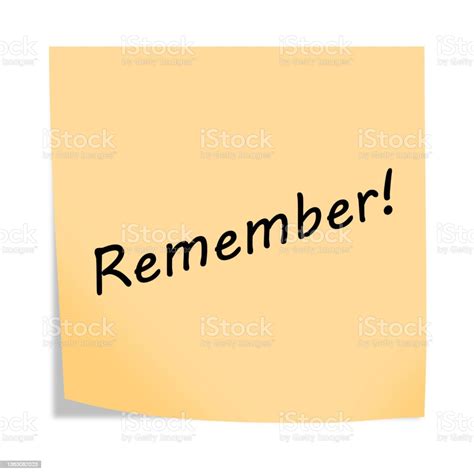 Remember 3d Illustration Post Note Reminder On White With Clipping Path