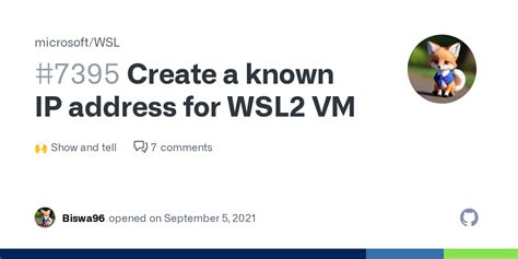 Create A Known Ip Address For Wsl2 Vm · Microsoft Wsl · Discussion