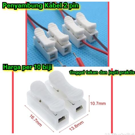 Jual 10 Biji Sambungan Kabel Listrik 2 Pin Clip On Kabel Praktis Jepit Penyambung Kabel Shopee