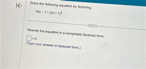 Solved Solve The Following Equation By
