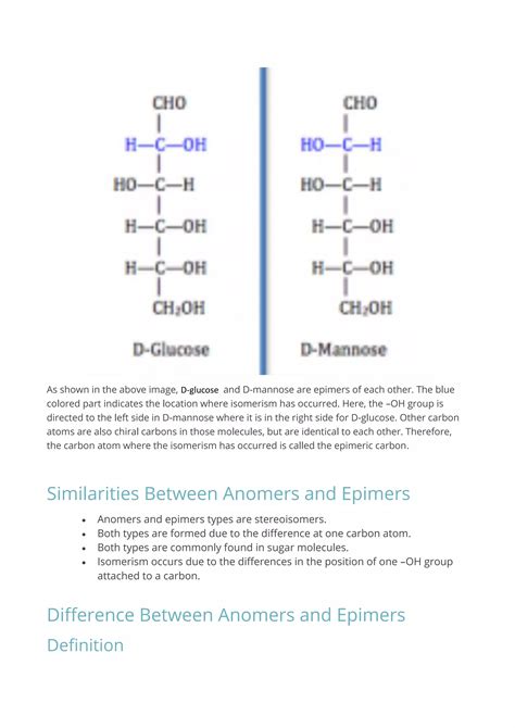Anomers And Epimers Pdf