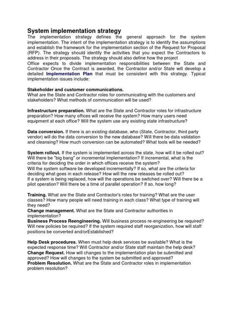 System Implementation Strategy Pdf Information Technology Systems