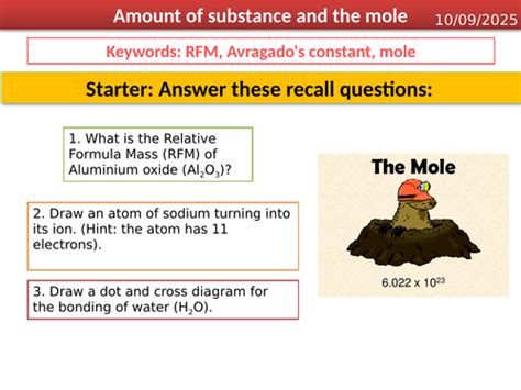 Gcse Chemistry Moles And Avogadros Constant Teaching Resources