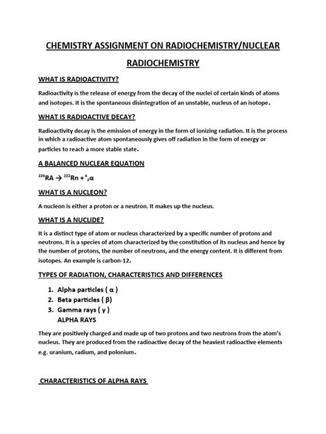 Chemistry Assignment | Download Free PDF | Radioactive Decay | Isotope