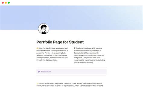 Portfolio Page For Student Template Notion Marketplace