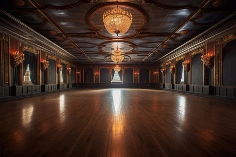 Premium Ai Image Dramatic Empty Dance Floor In Sophisticated Ballroom Created With Generative Ai