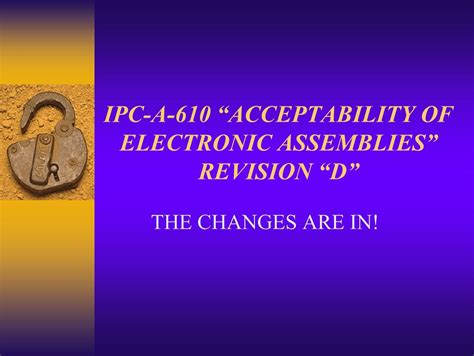 Ipc A 610 â Acceptability Of Electronic Assembliesâ Smta
