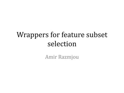 wrapper feature selection method ppt