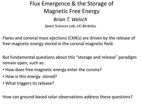 Ppt Flux Emergence And The Storage Of Magnetic Free Energy Powerpoint