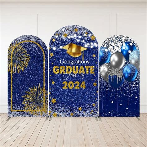 Mocsicka Glitter Blue Congrations Grduate Class Of 2024 Double Printed In 2024 Backdrops