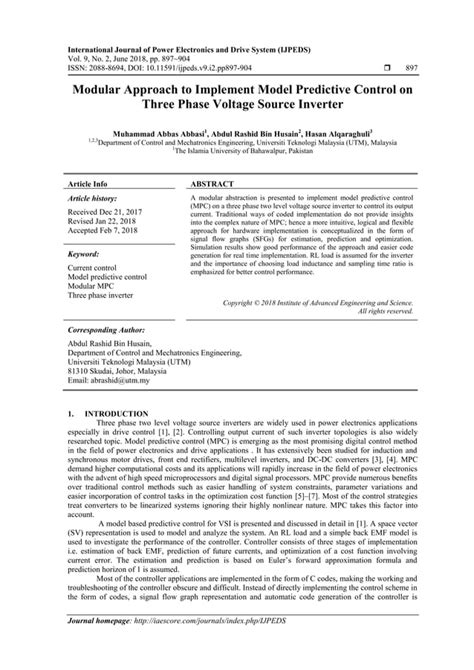 Modular Approach To Implement Model Predictive Control On Three Phase