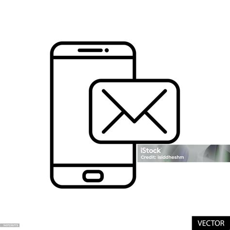 스마트폰과 봉투 이메일을 통해 문의 흰색 배경에 격리된 선 스타일 디자인의 통신 개념 벡터 아이콘 편집 가능한 획 스마트폰에 대한 스톡 벡터 아트 및 기타 이미지 Istock