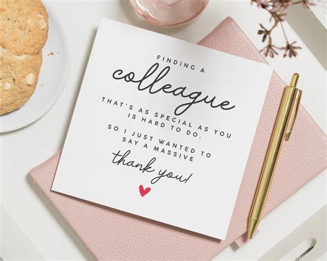 Colleague Thank You Card Work Friend Thank You Personalised Work