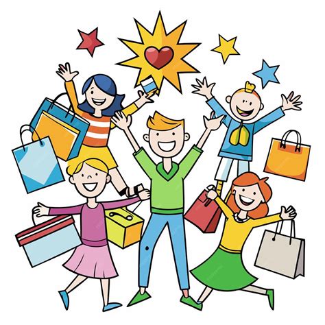 Grupo De Amigos Celebrando Con Bolsas De Compras Feliz Día De Compras