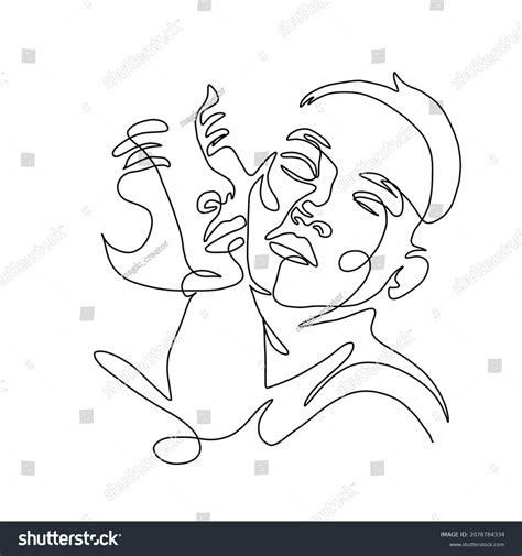 One Continuous Line Hand Drawing Two Stock Vector Royalty Free 2078784334 Shutterstock