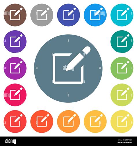 Editbox With Pencil Flat White Icons On Round Color Backgrounds Background Color Variations