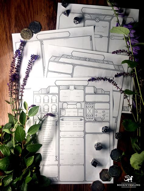 Dwarven Deco 5e Character Sheets Bookwyrmling