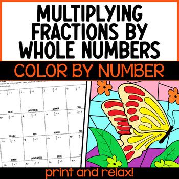 Multiplying Fractions By Whole Numbers Color By Number Fractions Worksheets