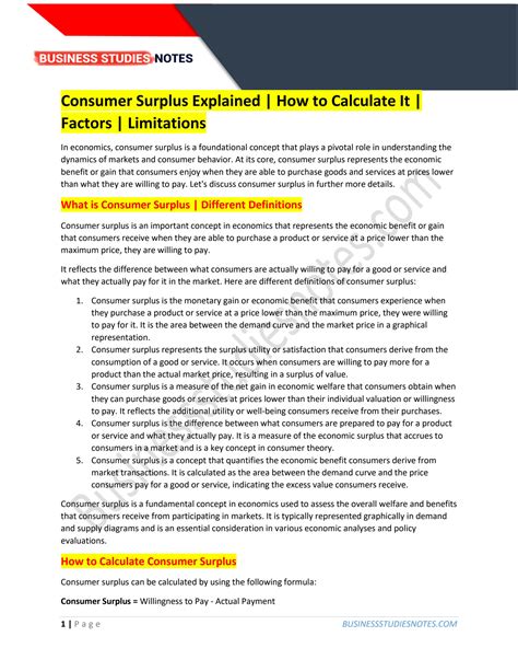 SOLUTION Consumer Surplus Explained How To Calculate It Factors Limitations Studypool