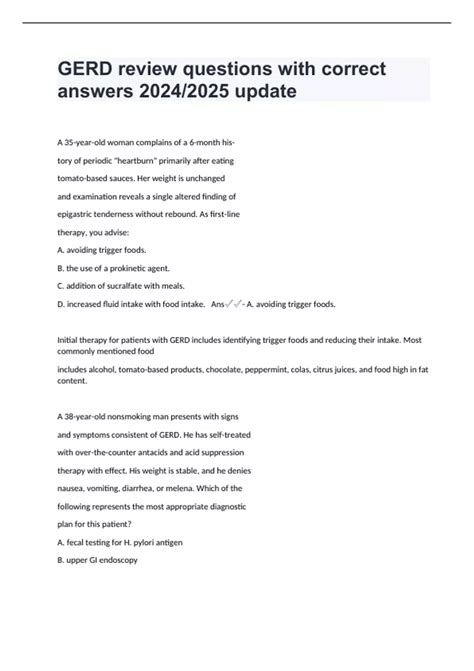 Gerd Review Questions With Correct Answers 2024 2025 Update Gerd Stuvia Us