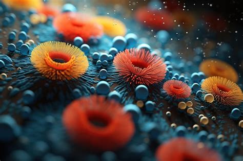 Premium Photo Highresolution Closeup View Of Various Microscopic Cells And Biological