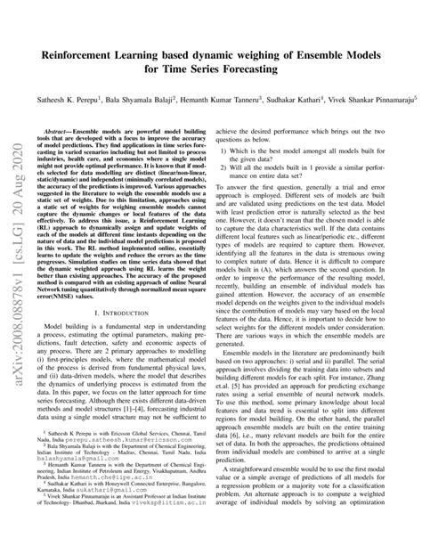 reinforcement learning based dynamic weighing of ensemble models for