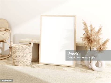 보헤미안 스타일의 인테리어에 있는 프레임과 포스터 모형 3d 렌더링 3d 그림 0명에 대한 스톡 사진 및 기타 이미지 0명 3차원 형태 가구 Istock