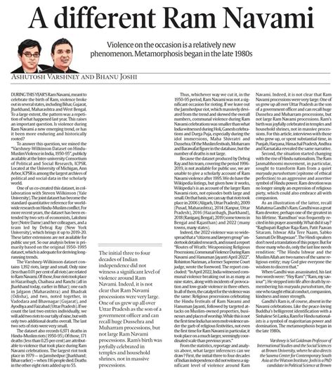 Ashutosh Varshney And Bhanu Joshi Write Ram Navami Violence — It Wasnt Always So R