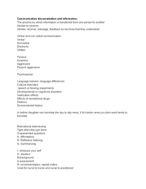 Nurs Communitcation Documentation And Informatics Communication Documentation And Informatics