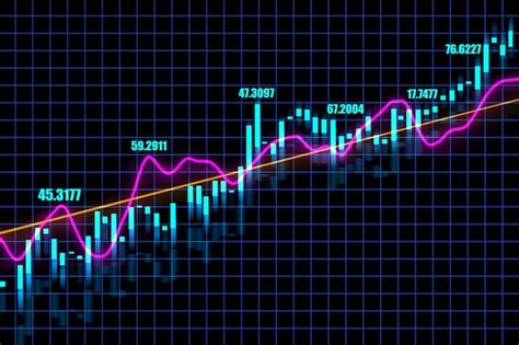 Концепция торговли и инвестирования с растущей финансовой диаграммой светящейся цифровой свечой