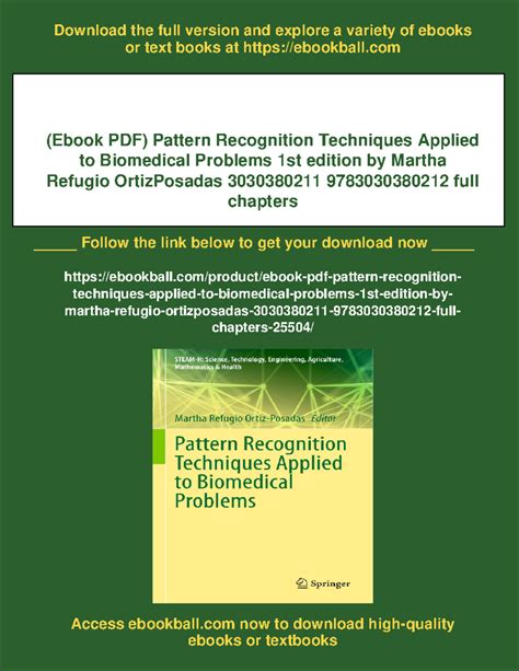 14341 Ebook Pdf Pattern Recognition Techniques Applied To Biomedical Problems 1st Download
