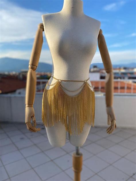 Gold Mini Chain Skirt Body Jewelry Party Chain Skirt Festival