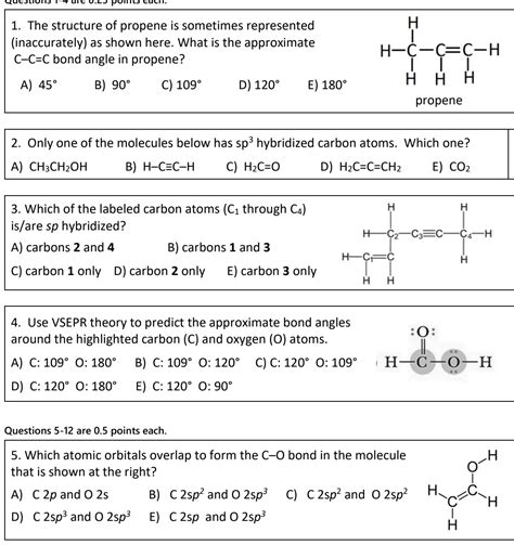 Solved 1 The Structure Of Propene Is Sometimes Represented