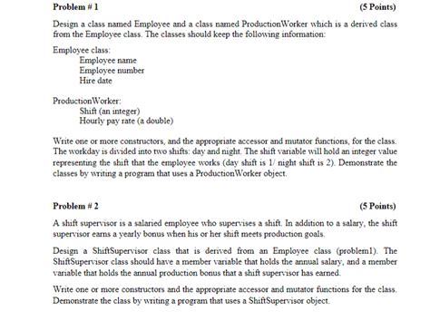 Solved Problem 1 5 Points Design A Class Named Employee
