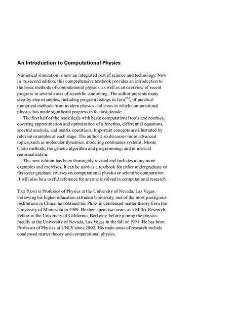 Download Free An Introduction To Computational Physics Pdf Online