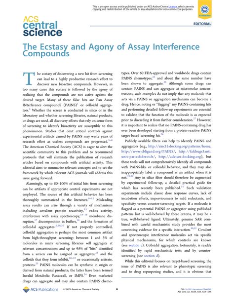 Pdf The Ecstasy And Agony Of Assay Interference Compounds