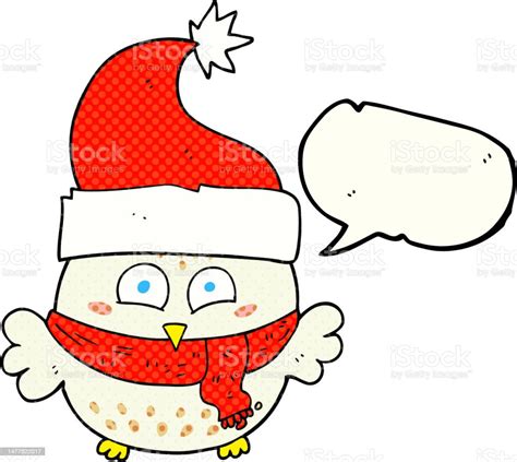 자유형 그린 만화책 연설 거품 만화 올빼미 크리스마스 모자를 쓰고 귀여운에 대한 스톡 벡터 아트 및 기타 이미지 귀여운 기이함 기포 Istock