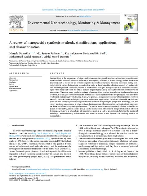 Pdf A Review Of Nanoparticle Synthesis Methods Classifications
