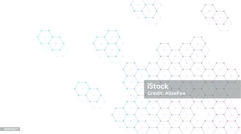 추상선과 점은 배경과 육각형을 연결합니다 육각형은 디지털 데이터와 빅 데이터 개념을 연결합니다 Hex 디지털 데이터 시각화 벡터 일러스트레이션 0명에 대한 스톡 벡터 아트