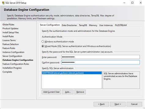how to manually create the microsoft sql server 2019 act7 instance