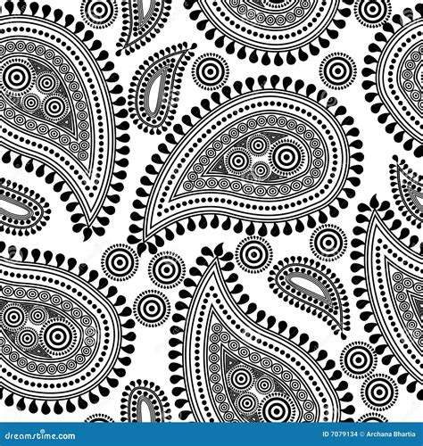 Paisley Pattern Seamless Damask Textile Background Cartoon Vector