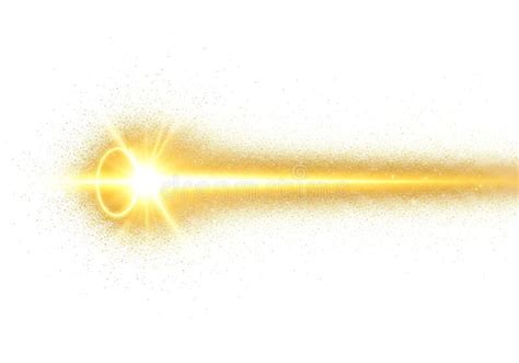 Bright Yellow Laser Beam Emanating From A Glowing Light Source Stock