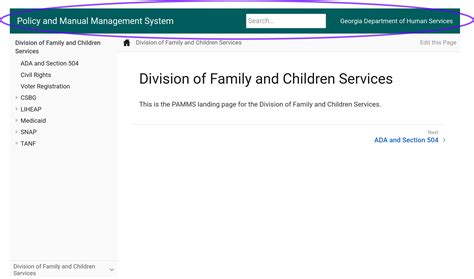 Site Overview And Navigation Menus Policy And Manual Management System Pamms