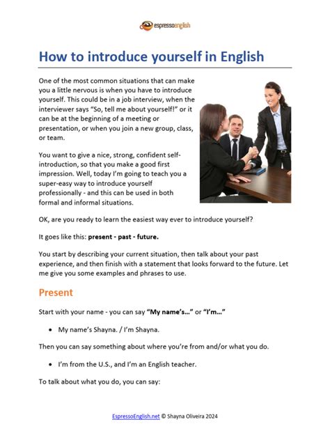How To Introduce Yourself In English Pdf Career And Growth