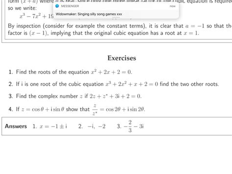 Solved When Given One Root Of A Cubic Complex In This Chegg Com