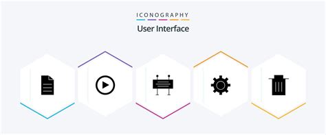 User Interface 25 Glyph Icon Pack Including Delete Interface Construction Banner Gear