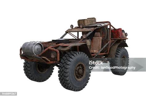 녹슨 판타지 포스트 묵시록 미래 오프로드 자동차 스크랩 부품으로 만든 격리된 3d 그림입니다 0명에 대한 스톡 사진 및 기타 이미지 Istock