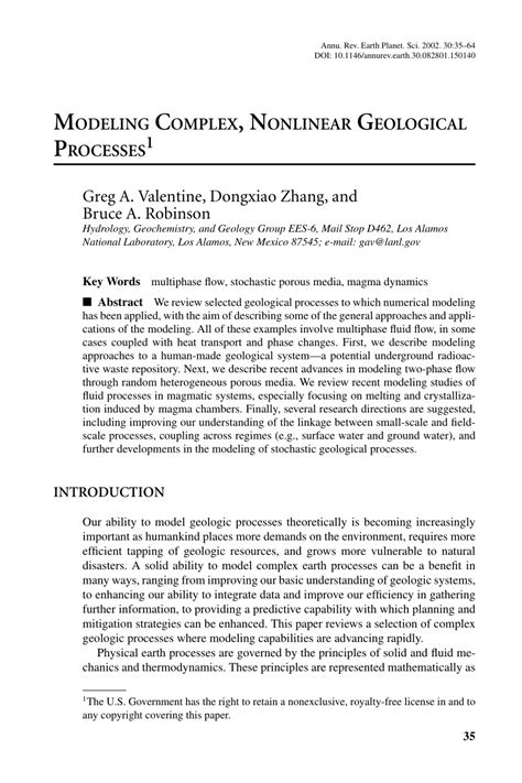 Pdf Modeling Complex Nonlinear Geological Processes