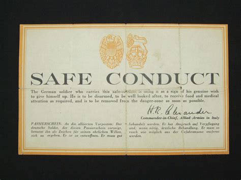 Safe Conduct Pass Rare Italian Campaign Example In Ephemera